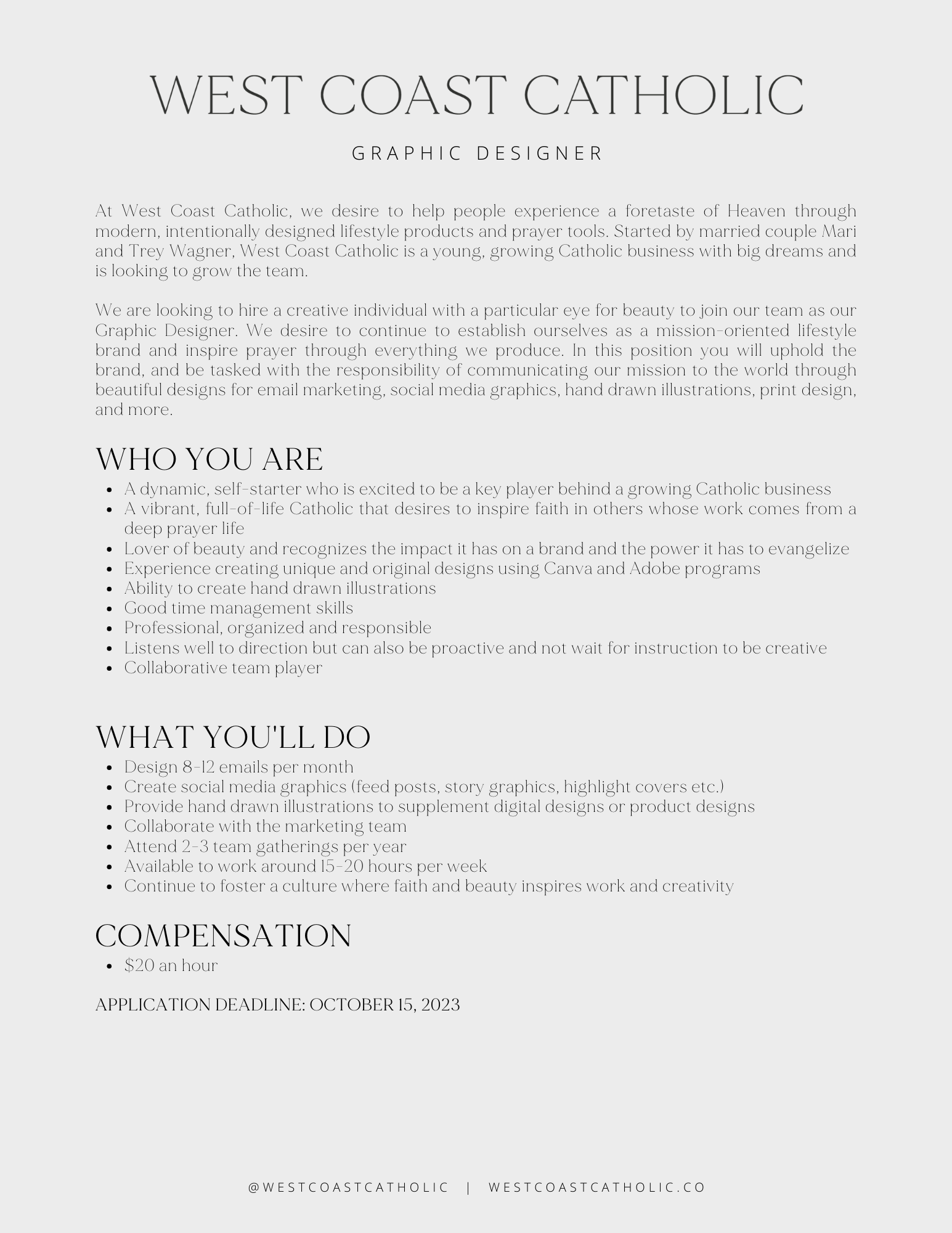 Graphic Designer – West Coast Catholic