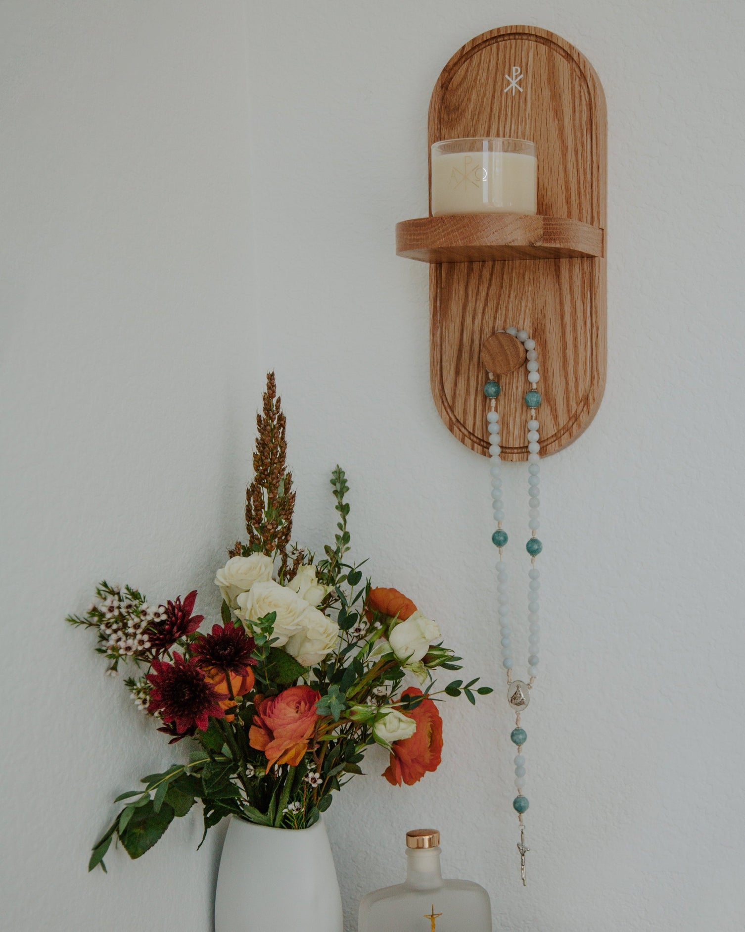 Rosary Prayer Shelf – Modern Catholic Rosary Holder for Wall Display ...