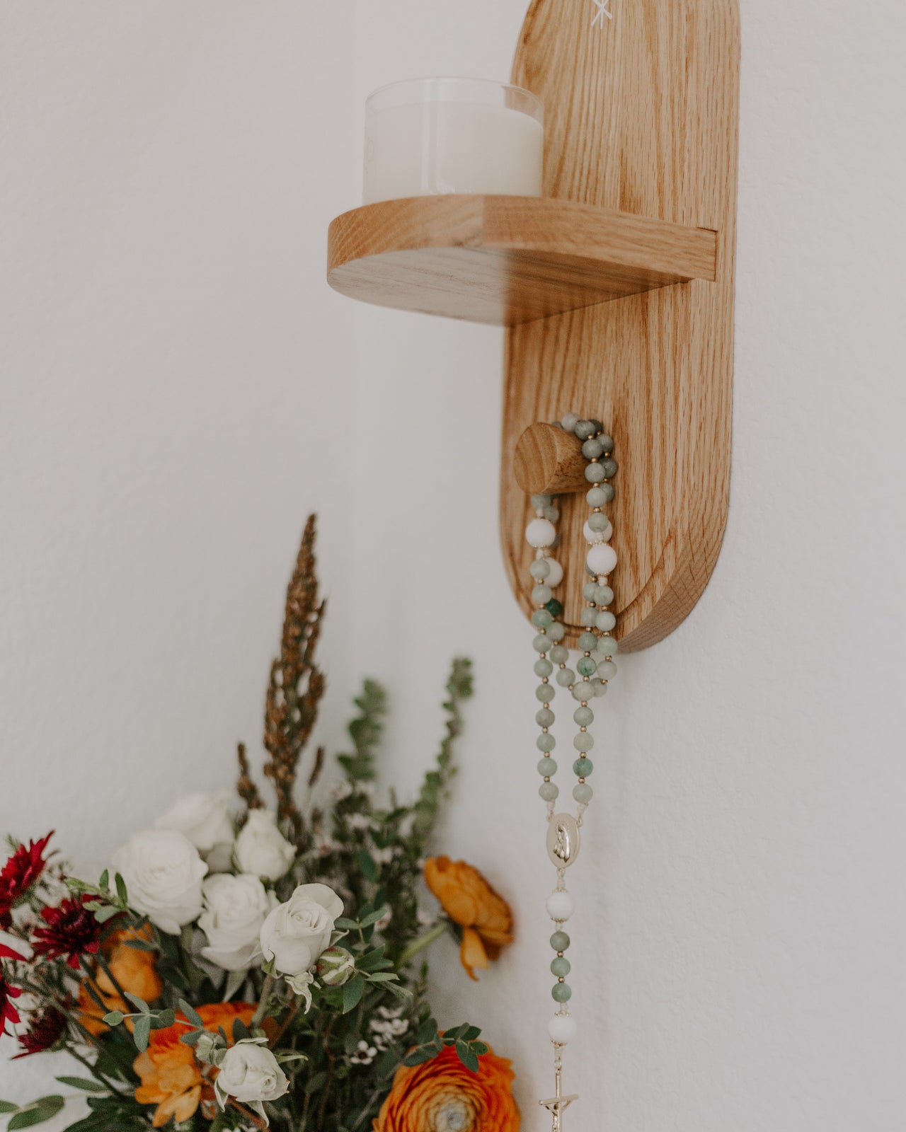 Rosary Prayer Shelf – Modern Catholic Rosary Holder for Wall Display ...