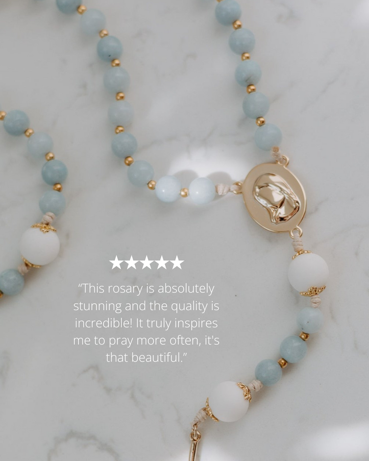 Medjugorje Rosary – Queen of Peace Catholic Rosary with Baby Blue and ...